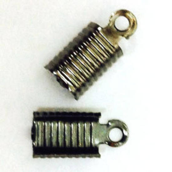 Fold Over Crimp (leatherend) - large, 7mm: Gunmetal - Fold Over Crimps ...